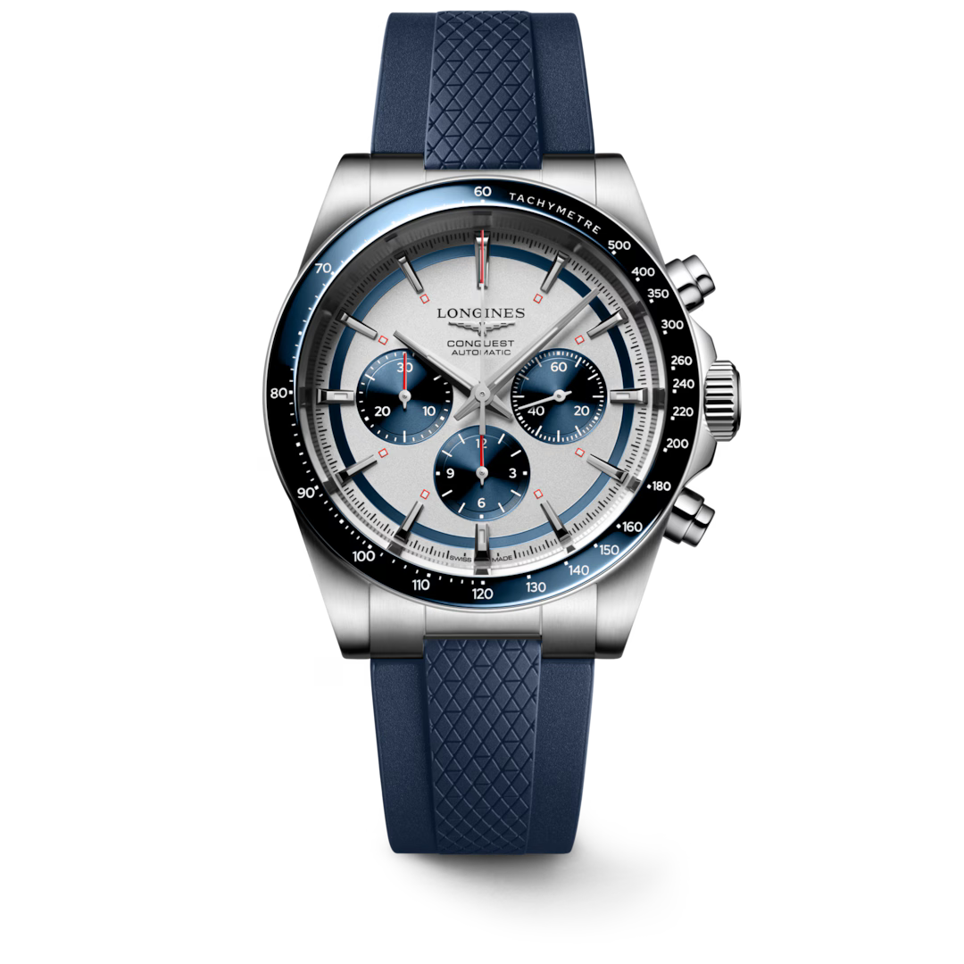 Longines Conquest Chronograph 42 MM Automatic Blue & White Dial Watch ...